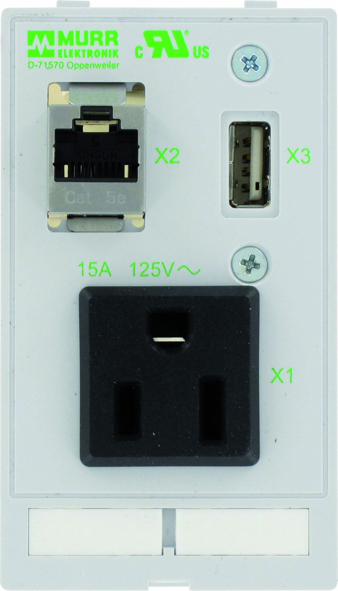 MURRELEKTRONIK, RJ45 Cat5E/USB, NEMA 5-15, Combination Insert - 852U18 ...
