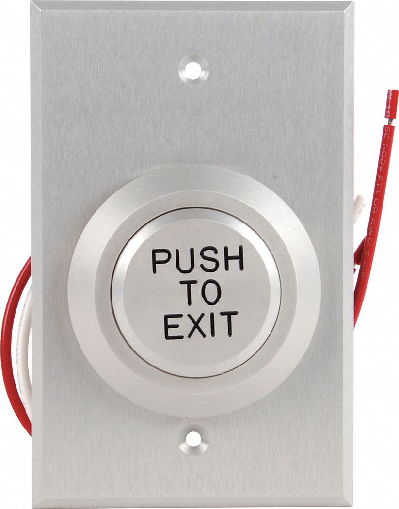 DORTRONICS Push to Exit Button, Single Gang, 3 in Height, 3 in Width ...