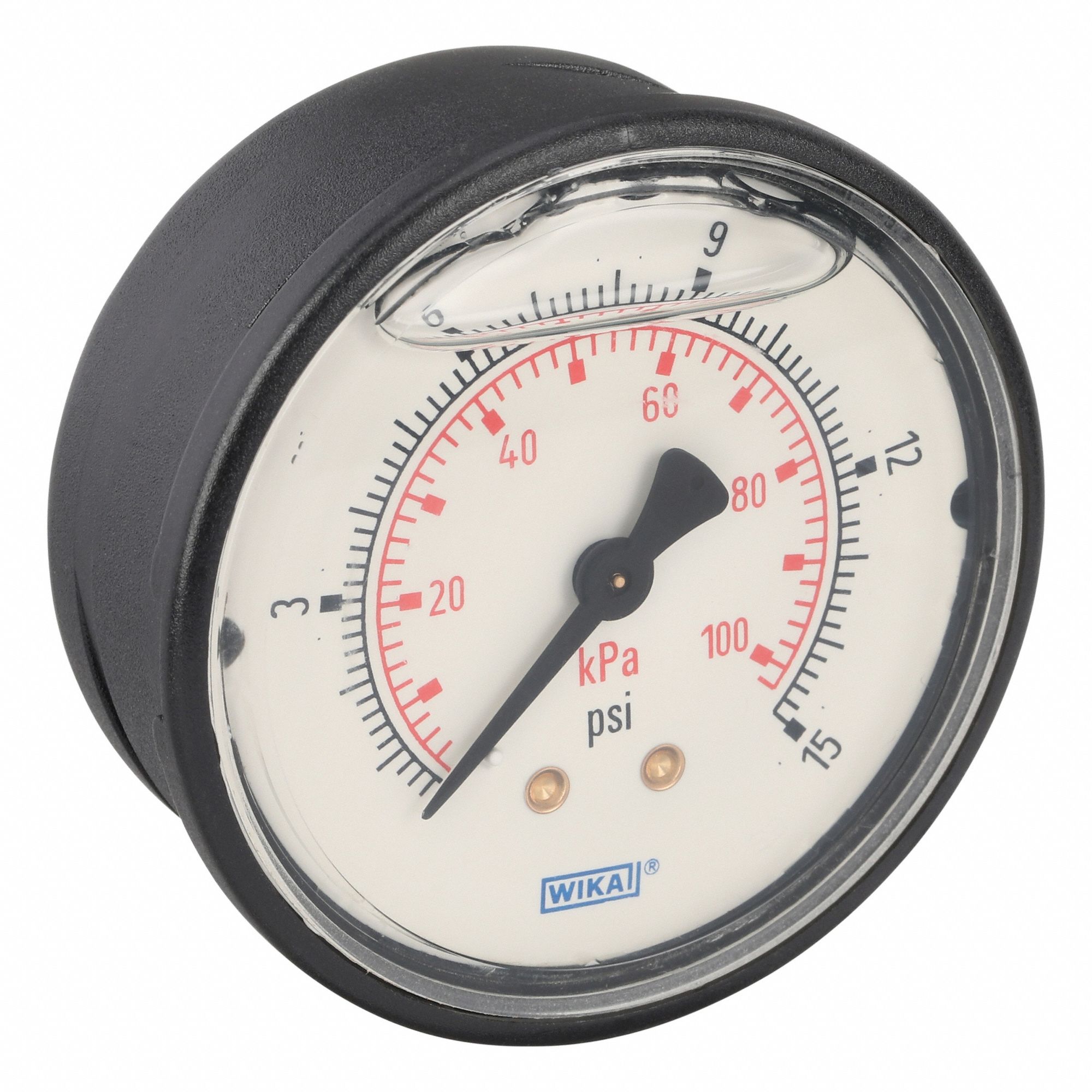 WIKA, 0 psi / Hg to 15 psi, 2 1/2 in Dial, Commercial Pressure Gauge - 400R10|113.13.25.15.B ...