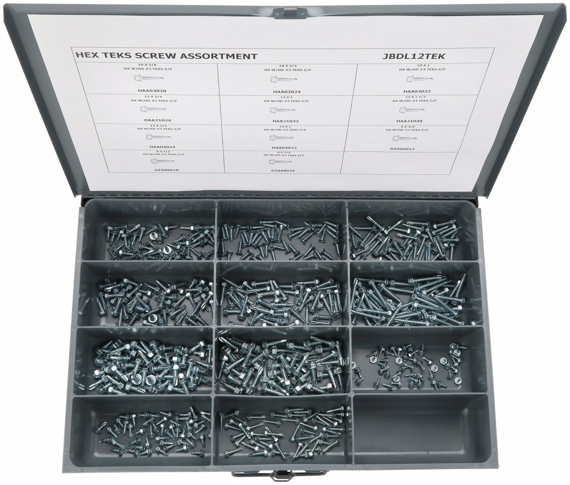 Hex Washer, Zinc-Plated, Teks Screw Assortment - 402J89|JBDL12TEK ...