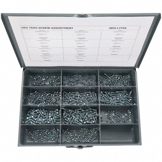 Hex Washer, Zinc-Plated, Teks Screw Assortment - 402J89|JBDL12TEK ...