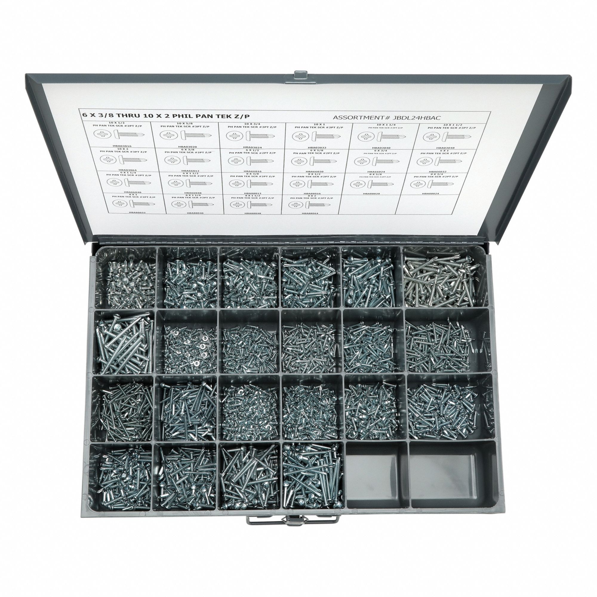 Pan, Zinc-Plated, Self-Drilling Screw Assortment - 402K32|JBDL24HBAC ...