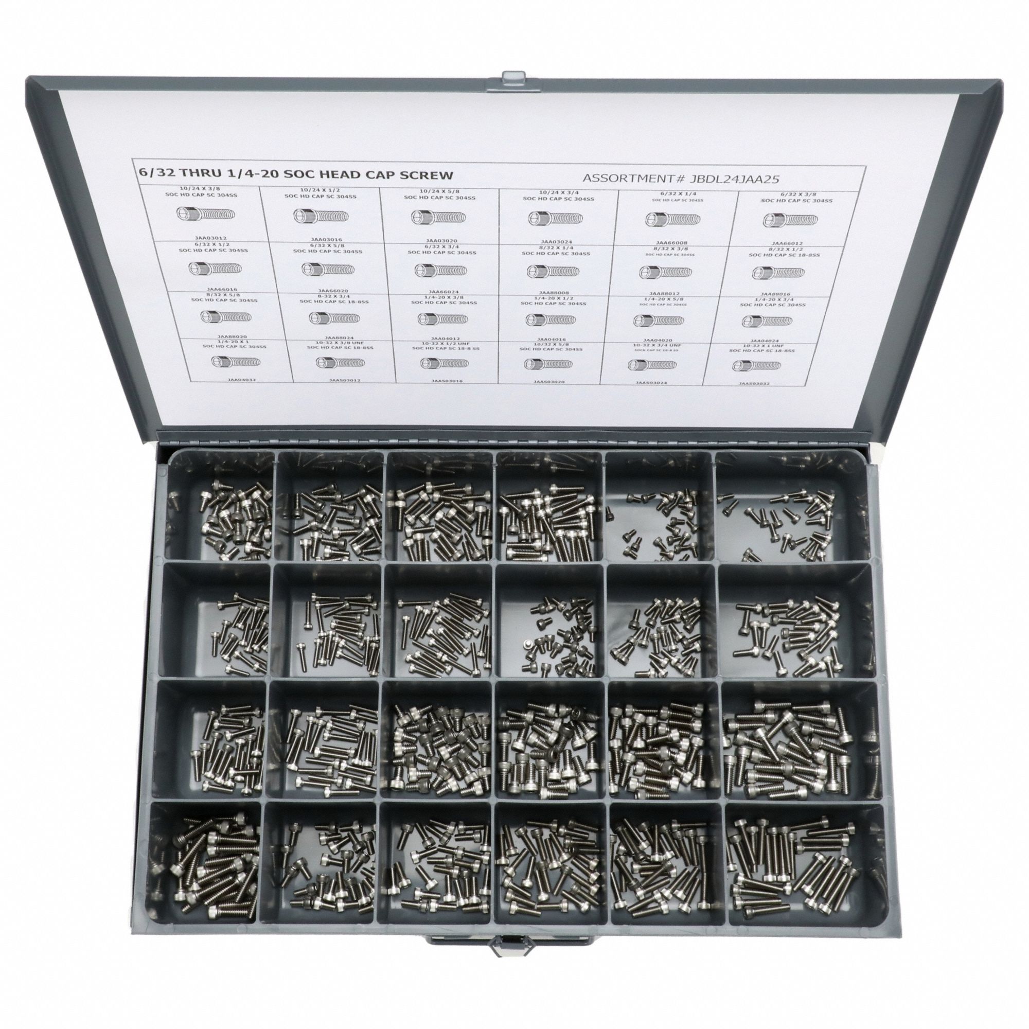 Std, 24 # of Sizes, Socket Cap Screw Assortment - 402K38|JBDL24JAA25 ...