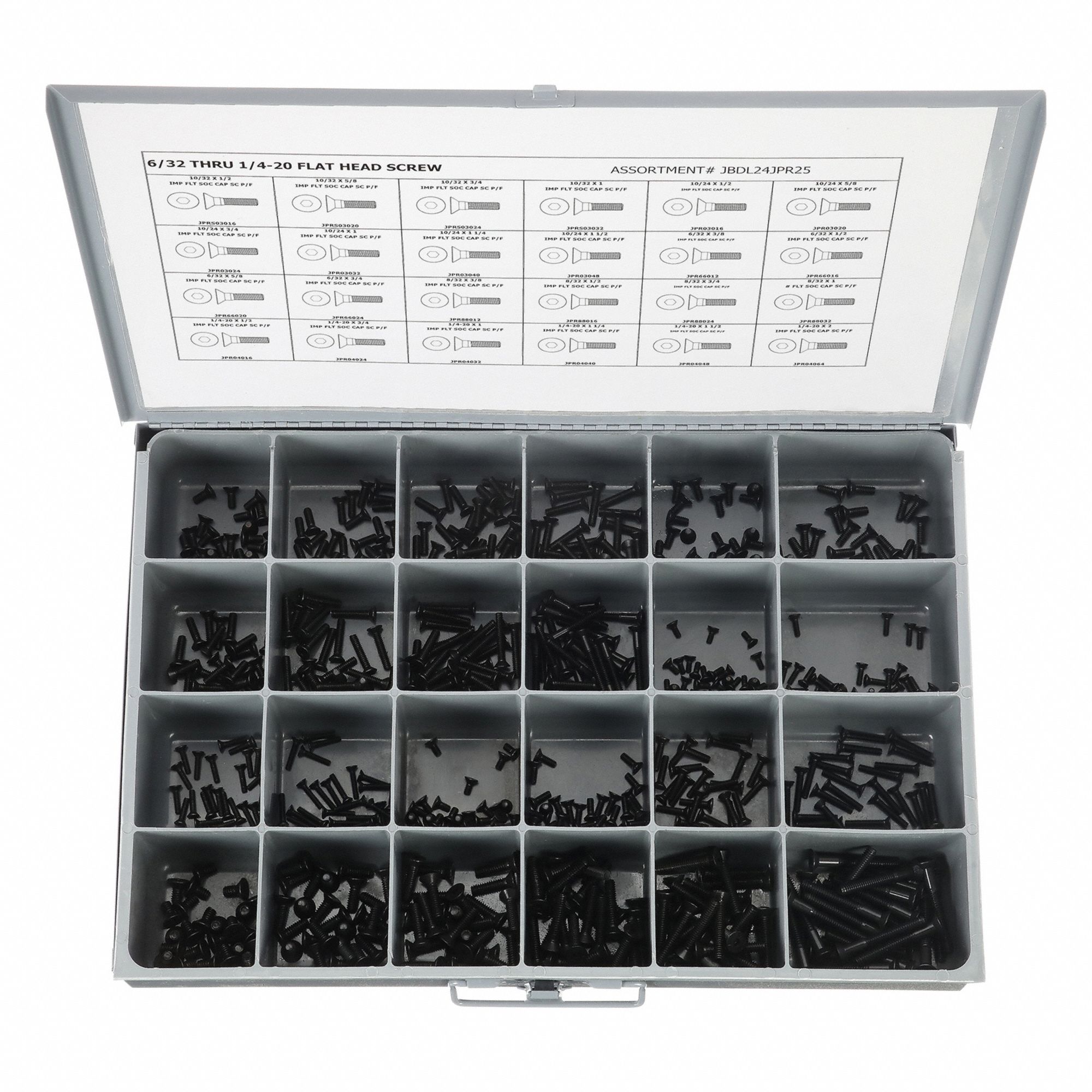 Flat, 24 # of Sizes, Socket Cap Screw Assortment - 402K41|JBDL24JPR25 ...