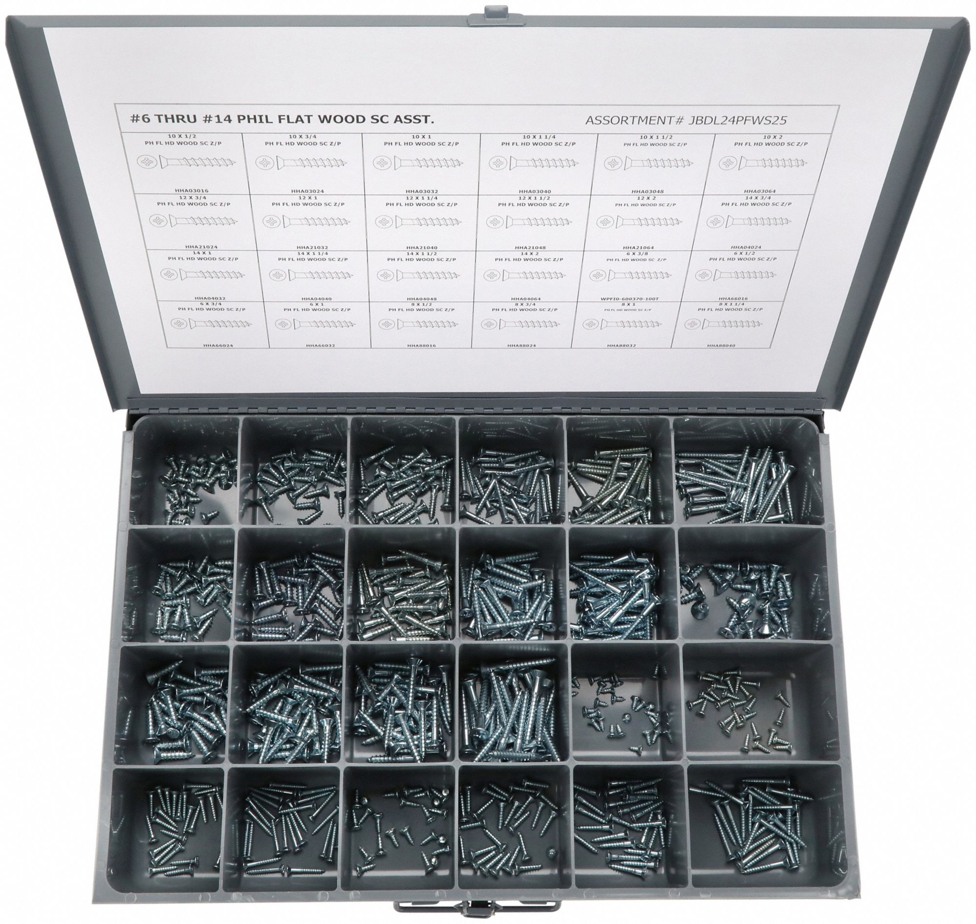 #6 to #14 Size, Steel, Wood Screw Assortment - 402K47|JBDL24PFWS25 ...