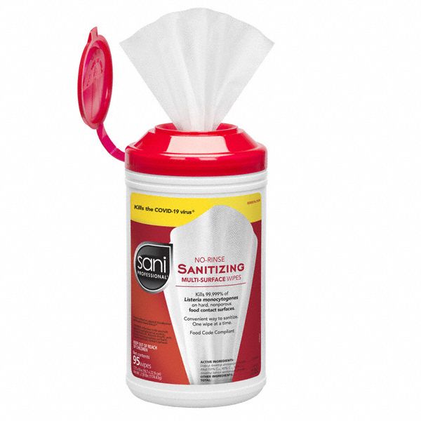 SANI PROFESSIONAL Sanitizing Wipes: Canister, 95 ct Container Size ...