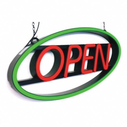 MYSTIGLO LED Open Sign - 404K57|425-30-RG OVAL - Grainger