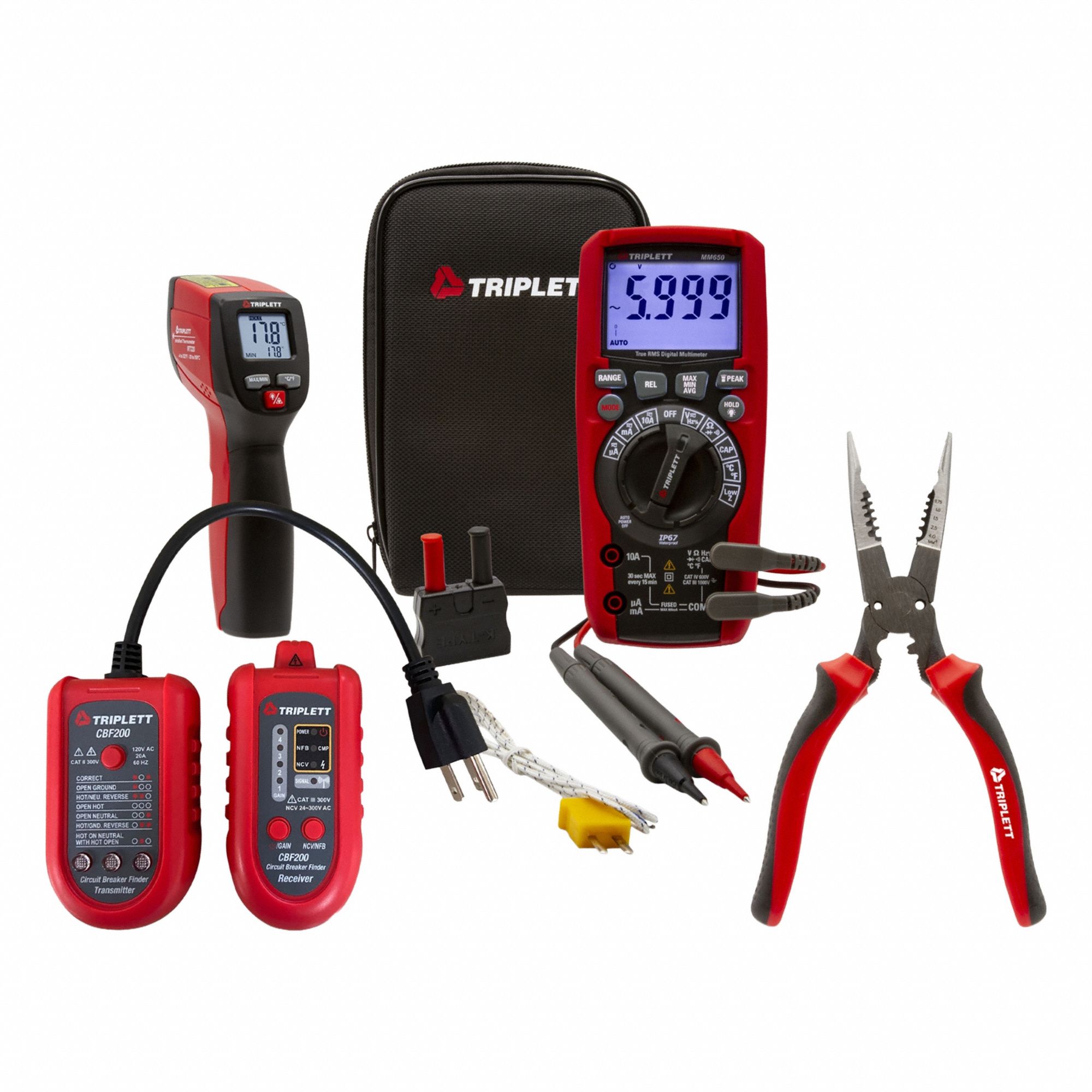 TRIPLETT, TRMS, 6,000 Instrument Counts, Digital Multimeter Clamp On ...