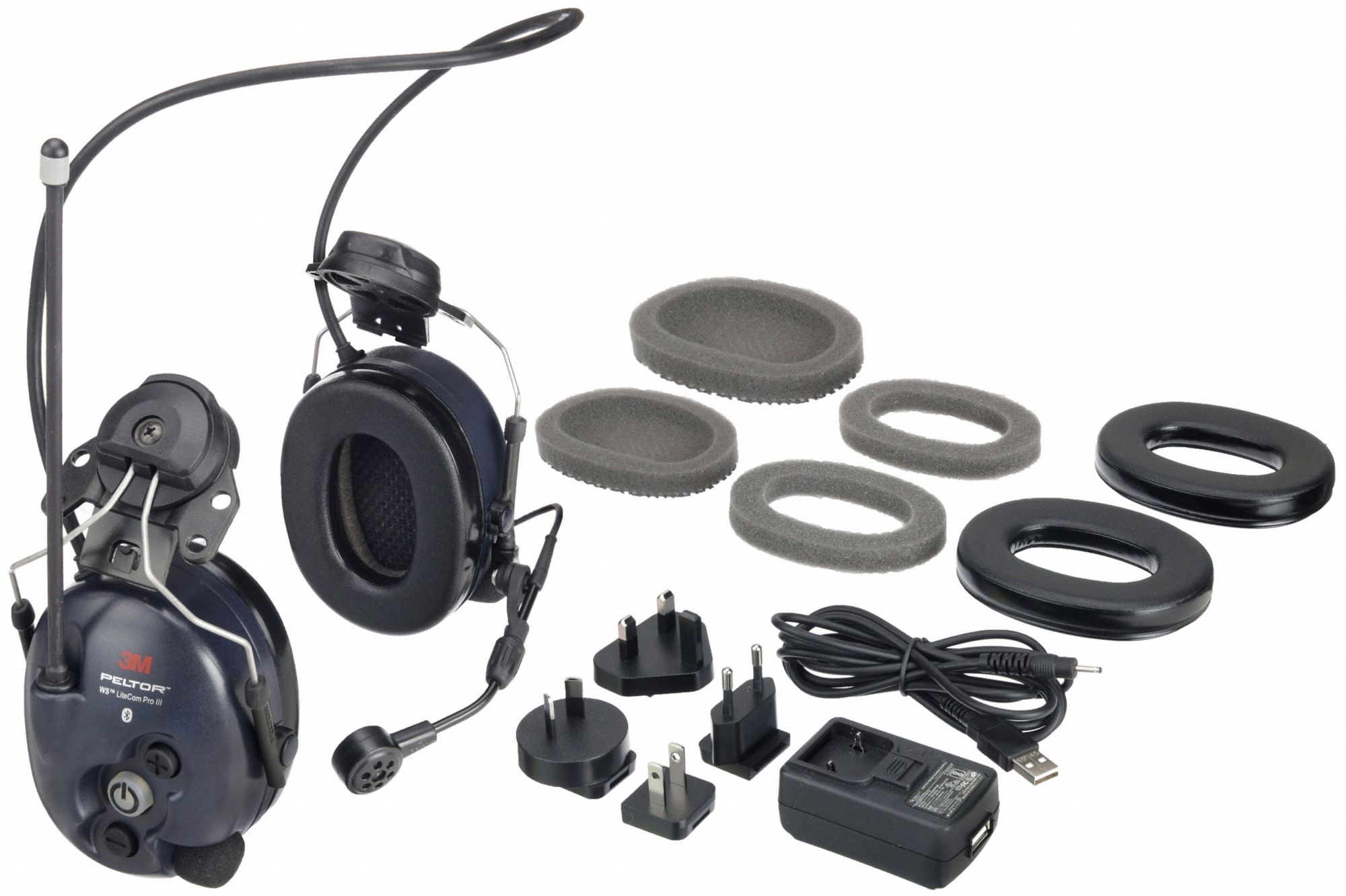 3M PELTOR Communication Headset: Hard Hat-Mounted Earmuff, 25 dB NRR ...