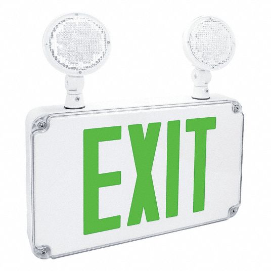 White, 2 Faces, Exit Sign with Emergency Lights - 407K33|FHEC34G - Grainger