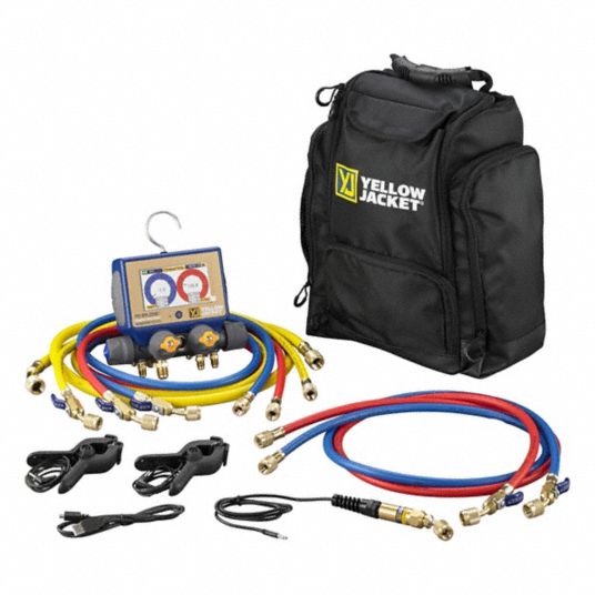 YELLOW JACKET, 2 Valves, 6 Hoses, Manifold Gauge - 809JX1|40875 - Grainger