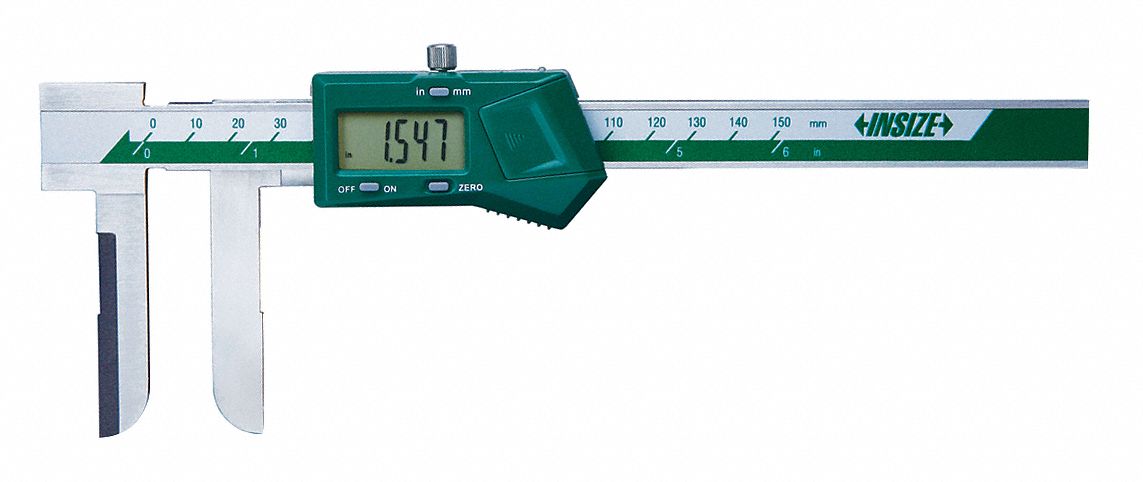 INSIZE, 0.6000 in to 6 in /15 mm to 150 mm, Cabled, Knife Edge Digital ...