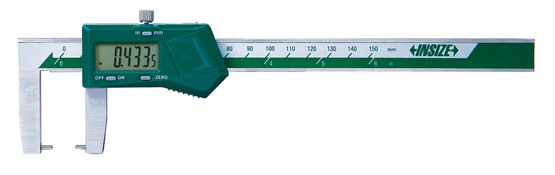 INSIZE, 0 in to 6 in /0 mm to 150 mm, Cabled, Outside Point Digital ...