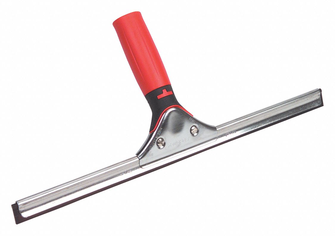 14 in Restroom Squeegee Without Handle, Black/Red/Silver - Grainger