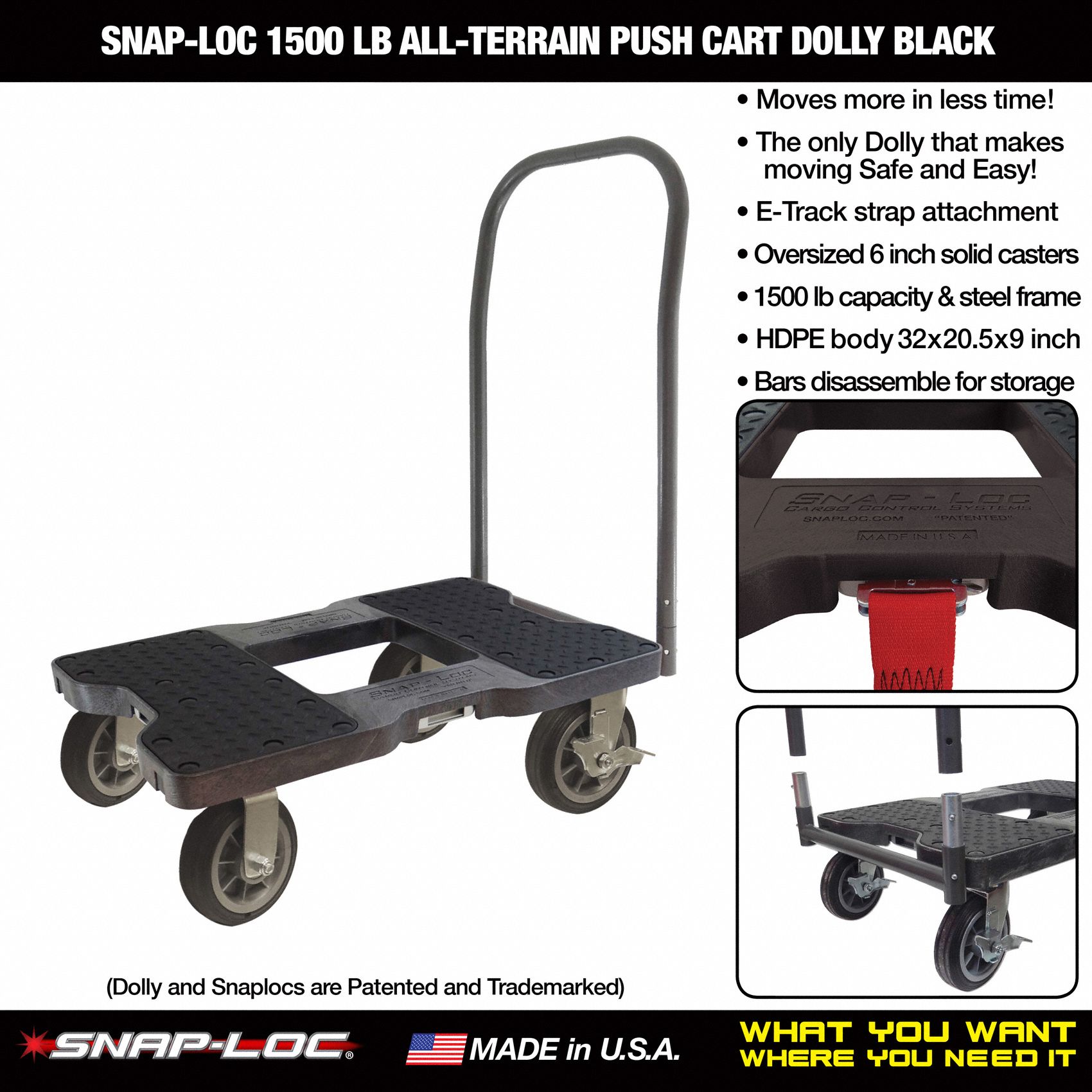 SNAP-LOC Load-Securing Plastic-Deck Platform Truck: 1,500 lb Load ...