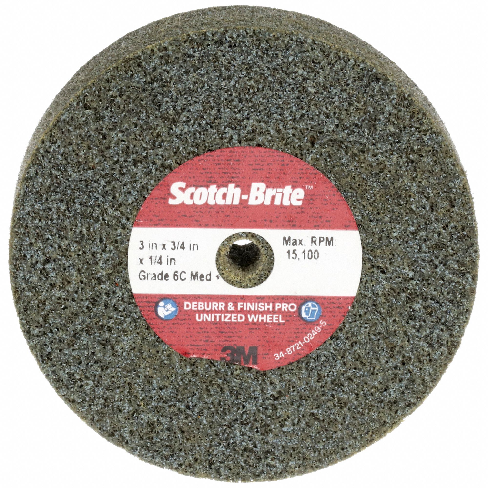 SCOTCH-BRITE, 3 in Dia x 3/4 in W, 1/4 in Arbor Hole, Unitized Wheel ...