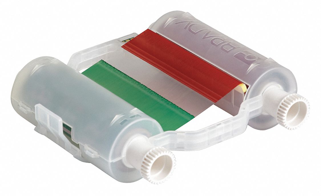 BRADY Label Printer Ribbon Cartridge: 4 5/16 in x 200 ft, Green/Red ...