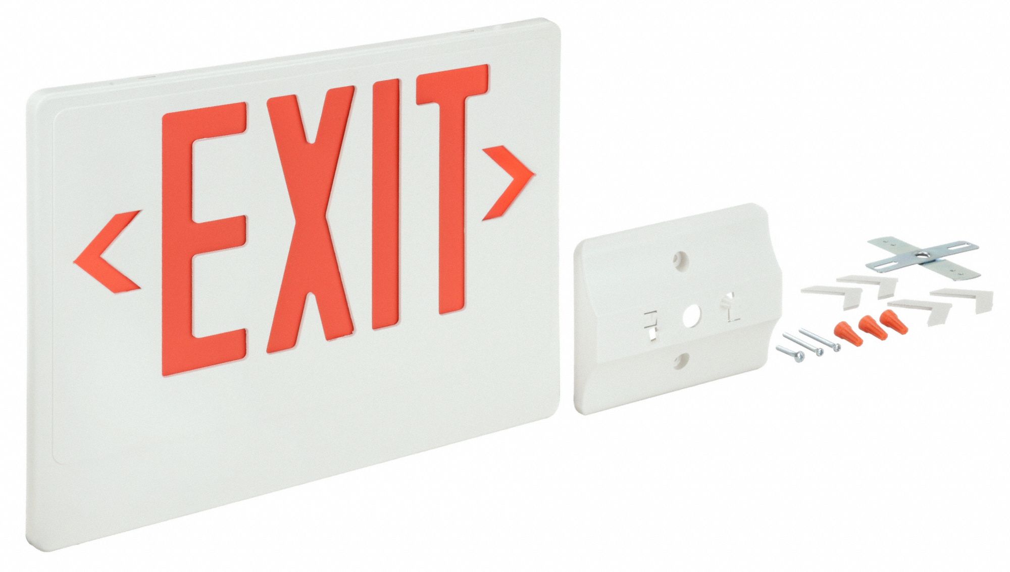 LUMAPRO Exit Sign with Emergency Lights: White, 1 or 2 Faces, Red, LED ...