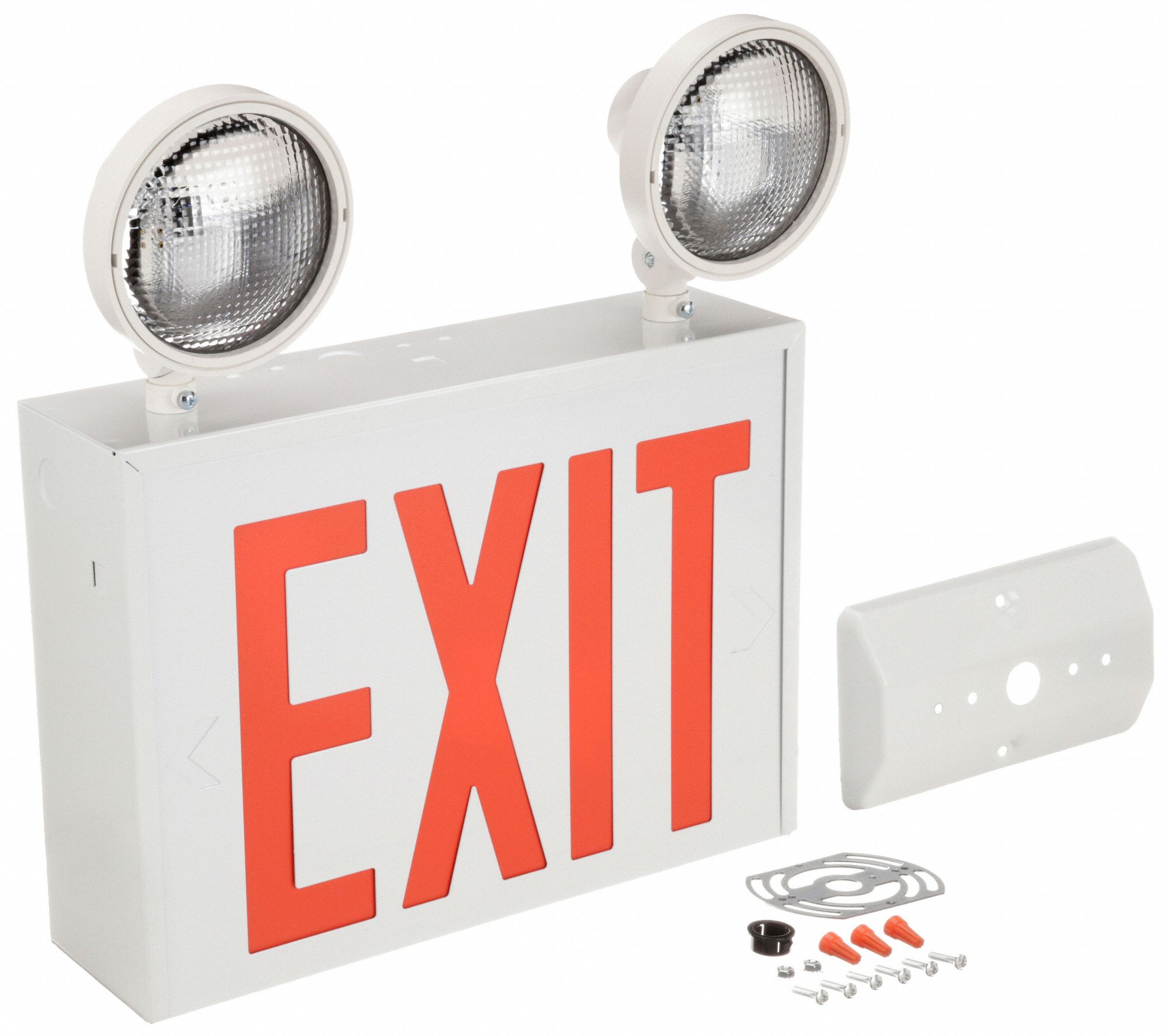 LUMAPRO Exit Sign with Emergency Lights: White, 1 Faces, Red ...