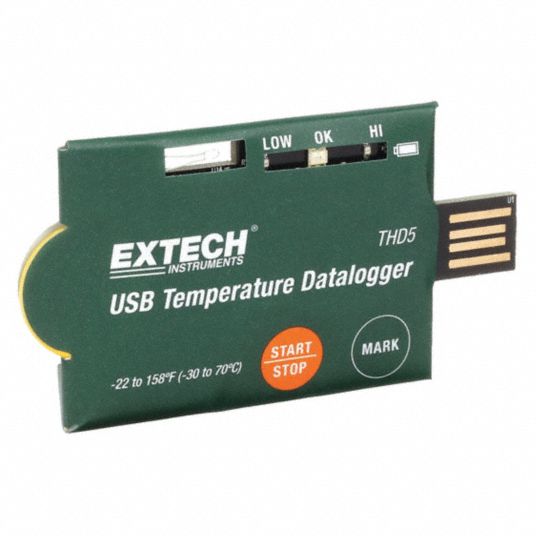 EXTECH, -22°F to 158°F, -30°C to 70°C, Disposable Data Logger - 40GT01 ...