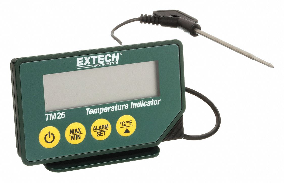 EXTECH, LCD, 3 3/8 in Overall Lg, Waterproof Food Thermometer - 40GT03 ...