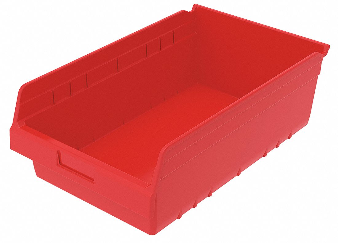 Shelf Bin, Red, 6 inH x 17 7/8 inL x 11 1/8 inW, 1EA - Grainger