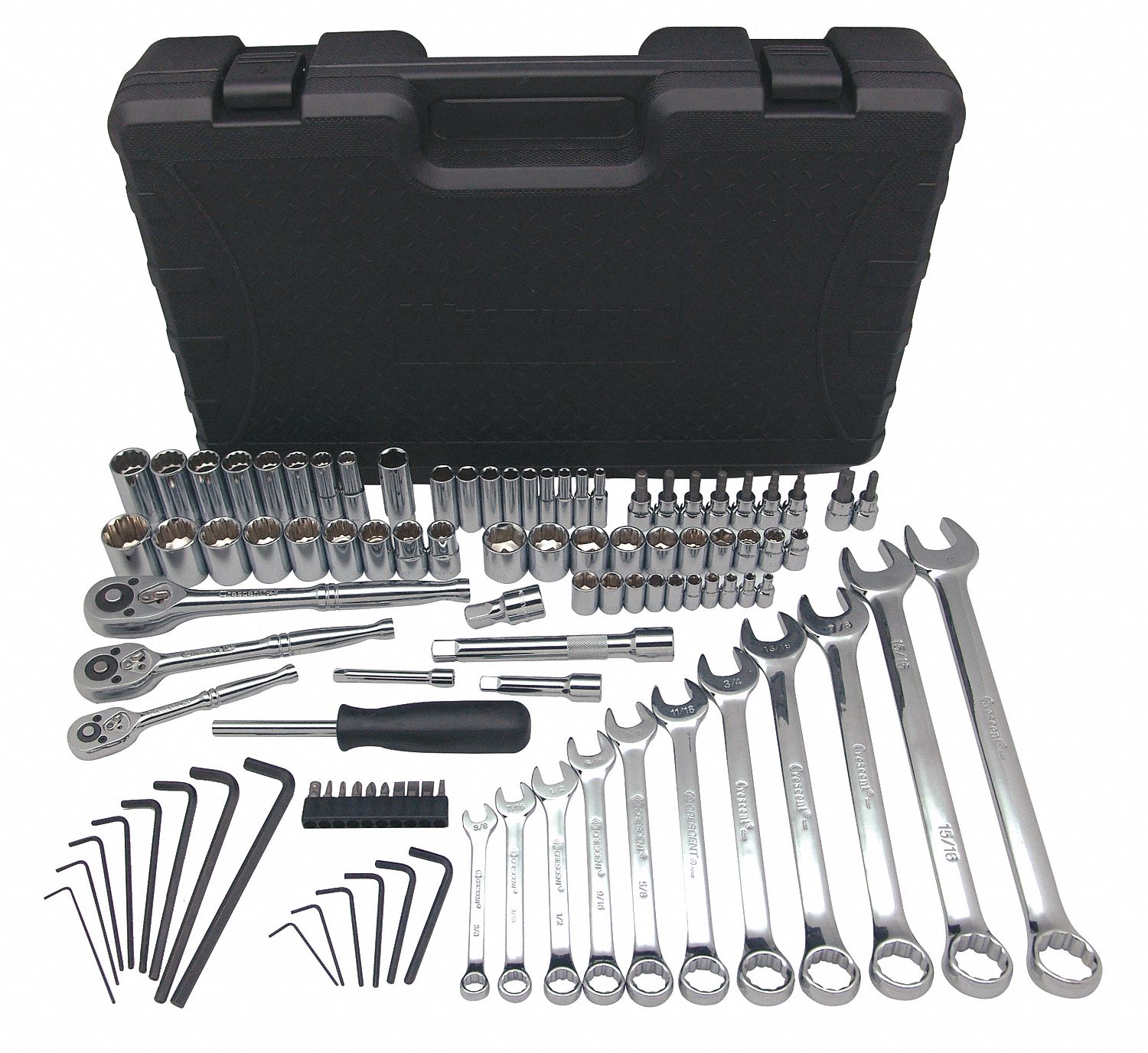 Socket Wrench Set, Socket Size Range 5/32 in to 7/8 in, Drive Size 1/4 ...