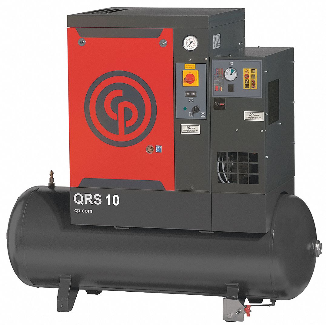 CHICAGO PNEUMATIC, Horizontal, 10 hp, Rotary Screw Air Compressor w/Air ...