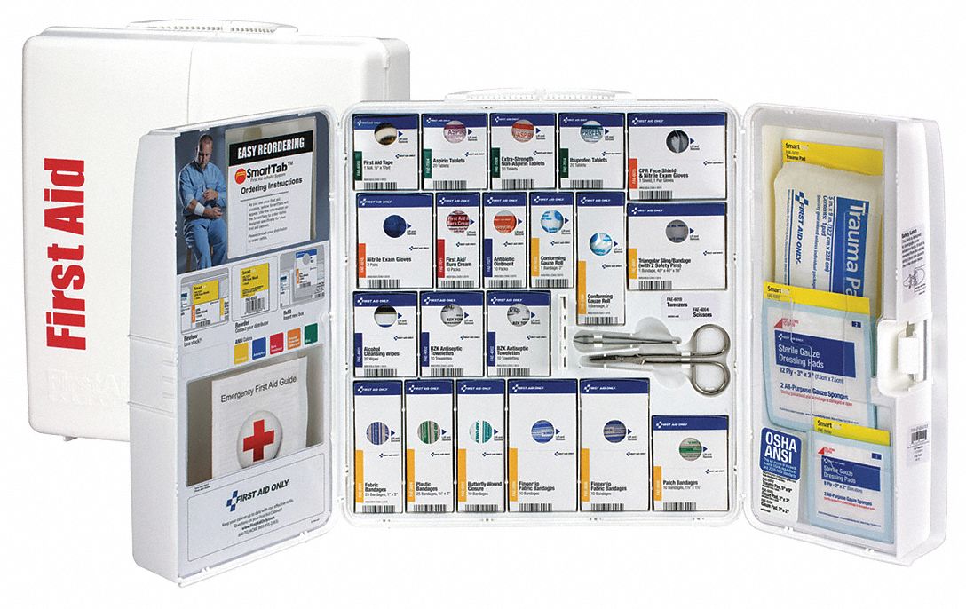 FIRST AID ONLY First Aid Cabinet, Cabinet, Plastic, Industrial, 50 ...