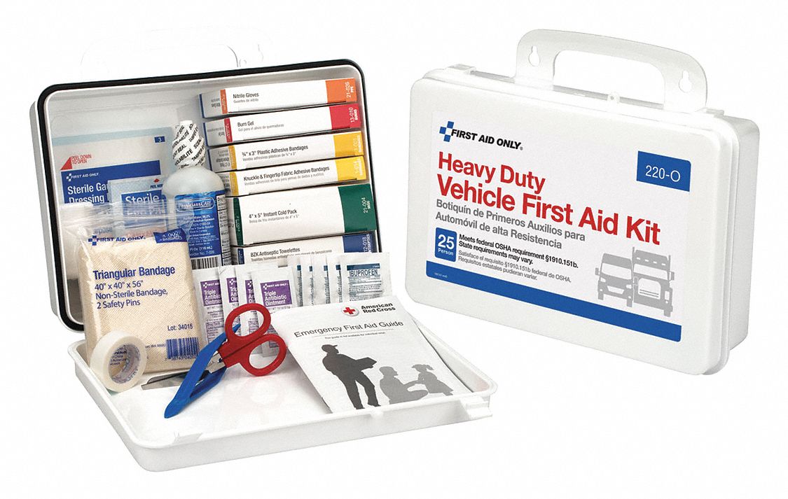 FIRST AID ONLY First Aid Kit, Kit, Plastic, Travel, 25 People Served ...