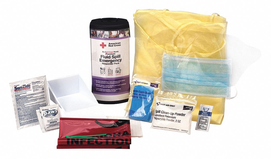 FIRST AID ONLY, 750 mL Volume Absorbed Per Kit, Carrying Case, Fluid ...