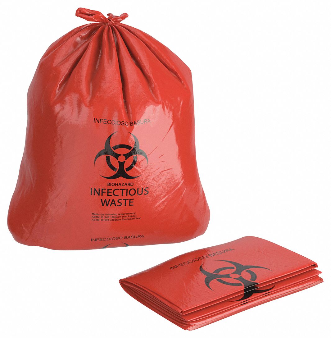 FIRST AID ONLY, 10 gal Capacity, 24 in Overall Wd, Biohazard Bags ...