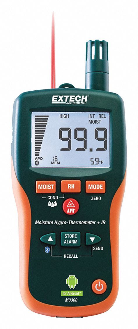 EXTECH Moisture Meter With Bluetooth 40JZ49 MO300 Grainger
