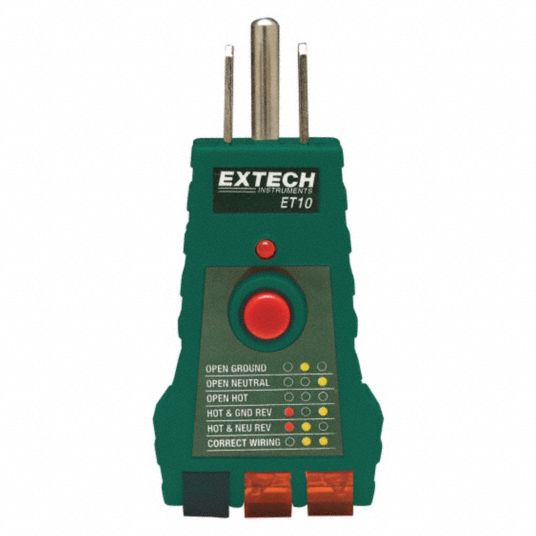 EXTECH, GFCI Testers/Receptacle Testers, CE, Receptacle Tester with ...