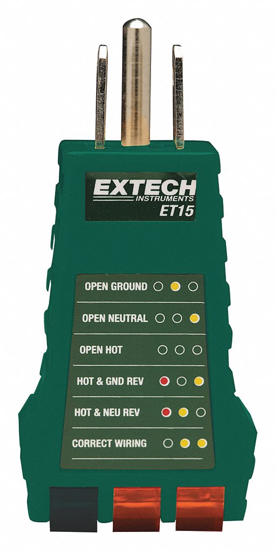EXTECH, Lights Indicate Circuit Condition/Std North American 3-Prong ...