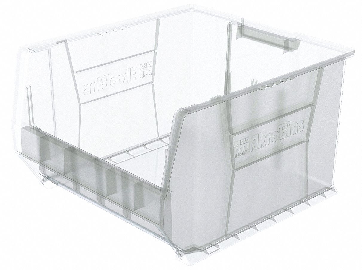 AKRO-MILS Super Size Bin: 20 in Overall Lg, 18 3/8 in x 12 in, Clear ...