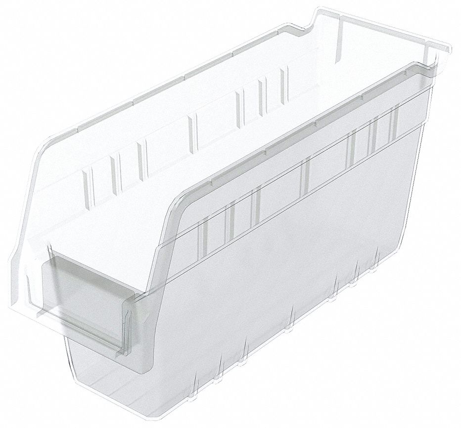 AKRO-MILS Shelf Bin: 11 5/8 in Overall Lg, 4 1/8 in x 6 in, Clear ...