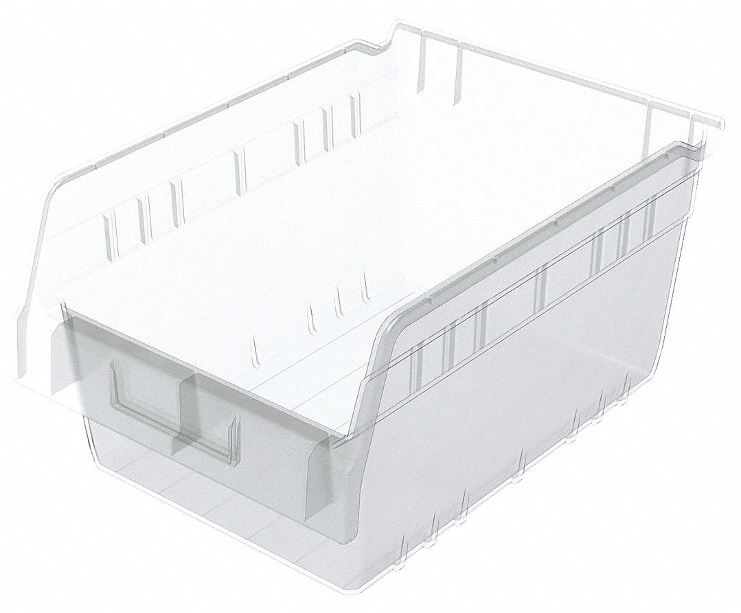 AKRO-MILS Shelf Bin: 11 5/8 in Overall Lg, 8 3/8 in x 6 in, Clear ...