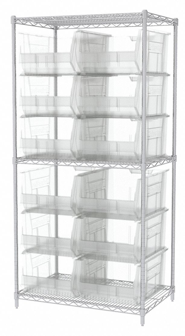 AKRO-MILS, 36 in x 24 in x 74 in, 1 Sided, Bin Shelving - 40K509 ...