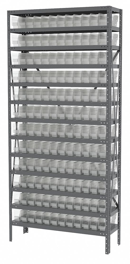 AKRO-MILS, 36 in x 12 in x 79 in, 1 Sided, Bin Shelving - 40K541 ...