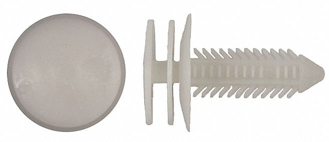 Metric, Ribbed, Nylon Retainers,White,Dome,24mm L,PK25 - 40K641|1807PK ...