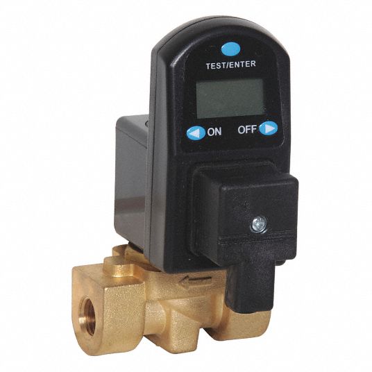 1/2 in NPT, 115V, Plastic and Brass Digital Timer Drain Valve - Grainger