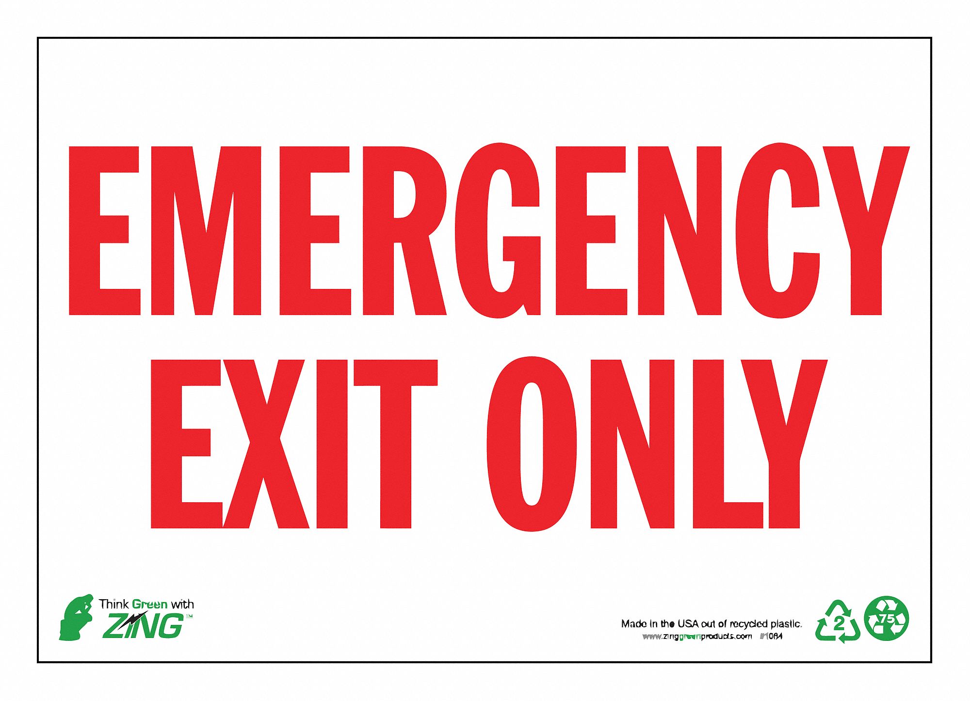 Plastic, Emergency Exit Sign, 10" Width, 7" Height, Surface, Emergency ...
