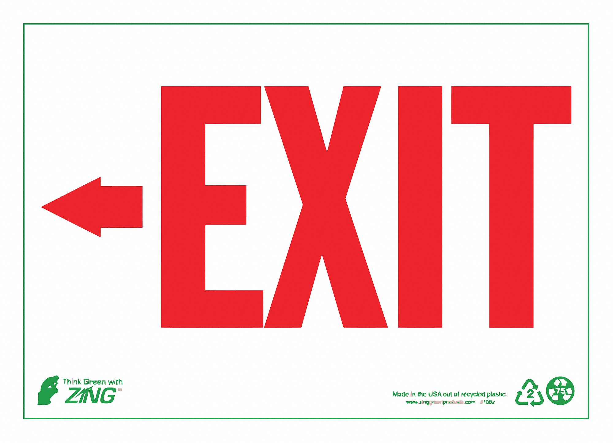 Plastic, Exit Sign, 14" Width, 10" Height, Surface, Exit (Arrow Left ...