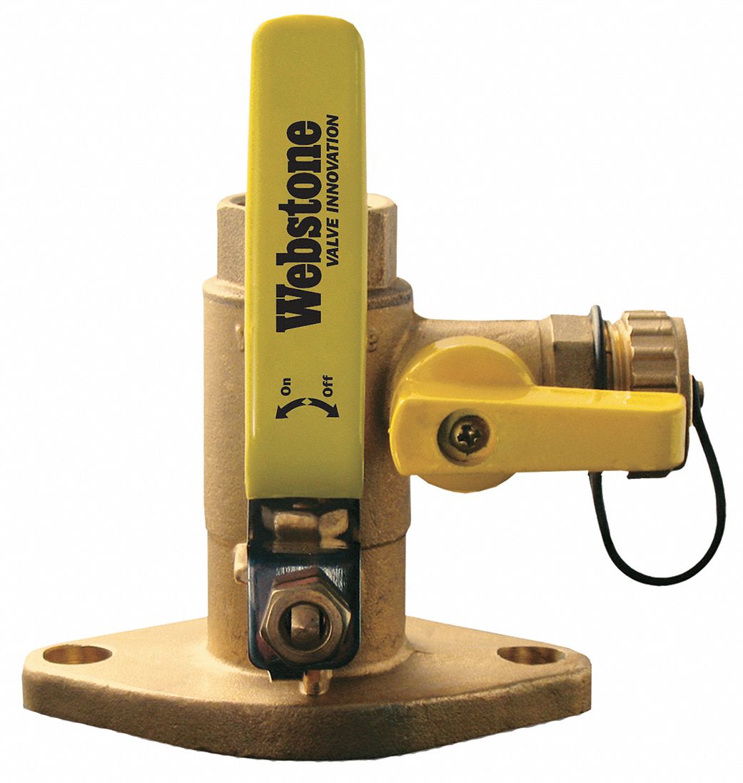 WEBSTONE Flanged Ball Valve w/Drain: 1 SWT Pipe Size, Low Lead Brass ...