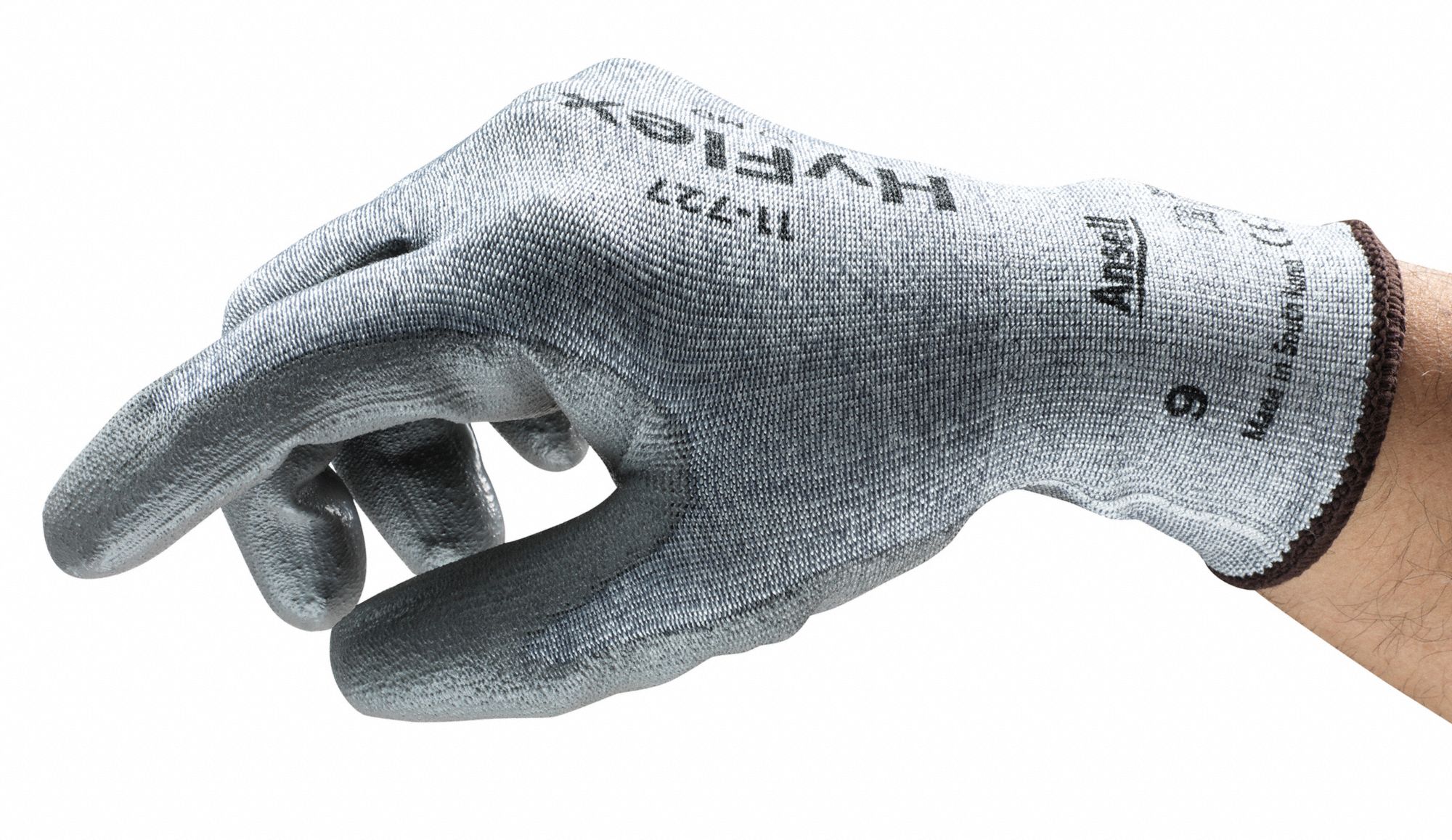 HYFLEX Coated Gloves: L ( 9 ), ANSI Cut Level A2, Palm, Dipped ...