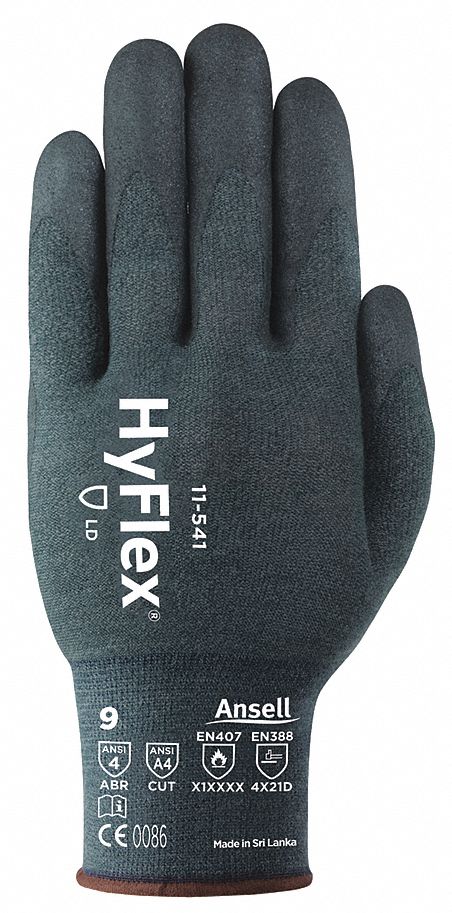 HYFLEX Coated Gloves: XS ( 6 ), ANSI Cut Level A4, Palm, Dipped ... HYFLEX Coated Gloves: XS ( 6 ), ANSI Cut Level A4, Palm, Dipped ...