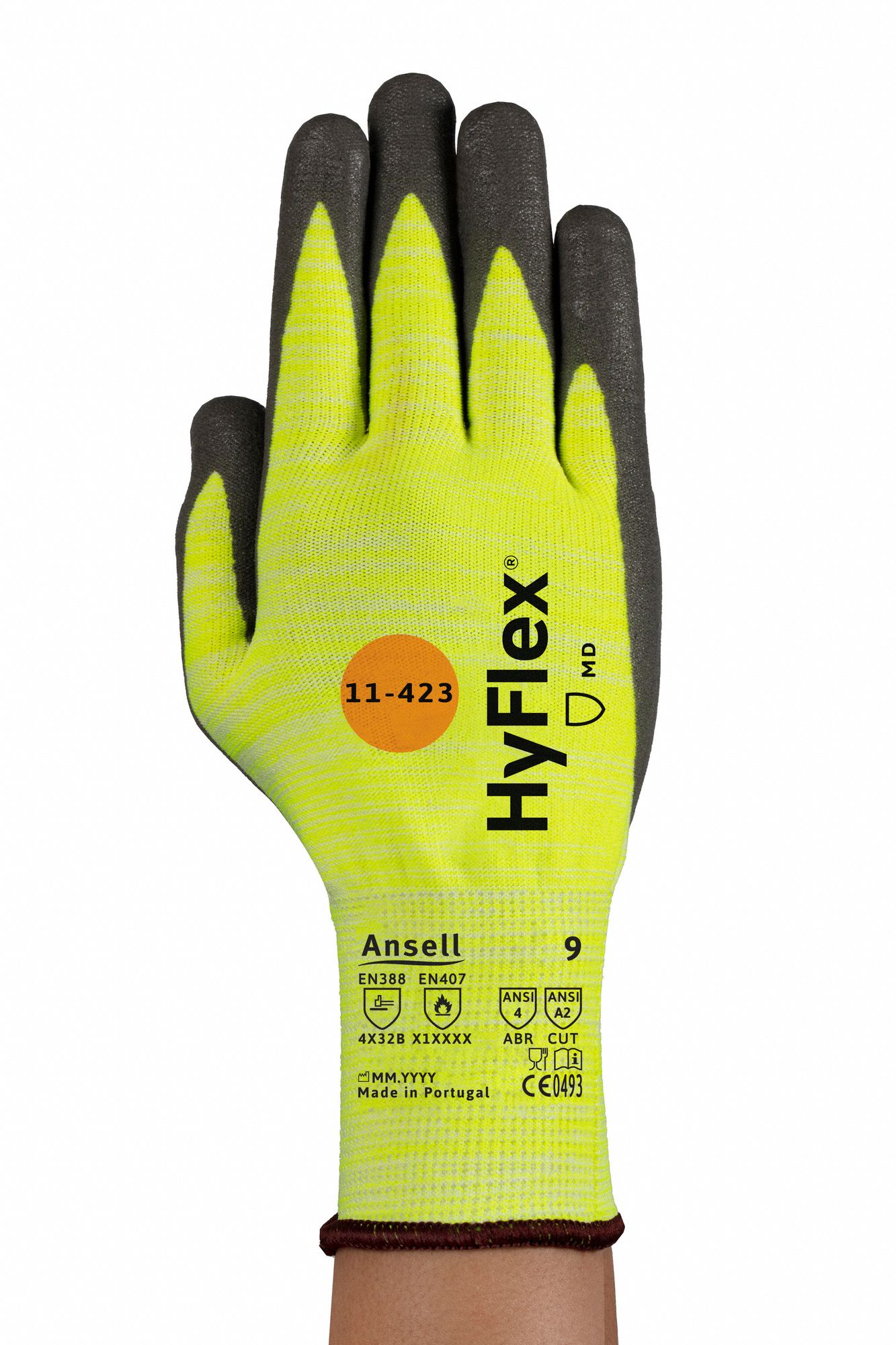 ANSELL Cut Resistant Gloves, Gray/Yellow, 11, PR - 40LL57|11-423 - Grainger ANSELL Cut Resistant Gloves, Gray/Yellow, 11, PR - 40LL57|11-423 - Grainger