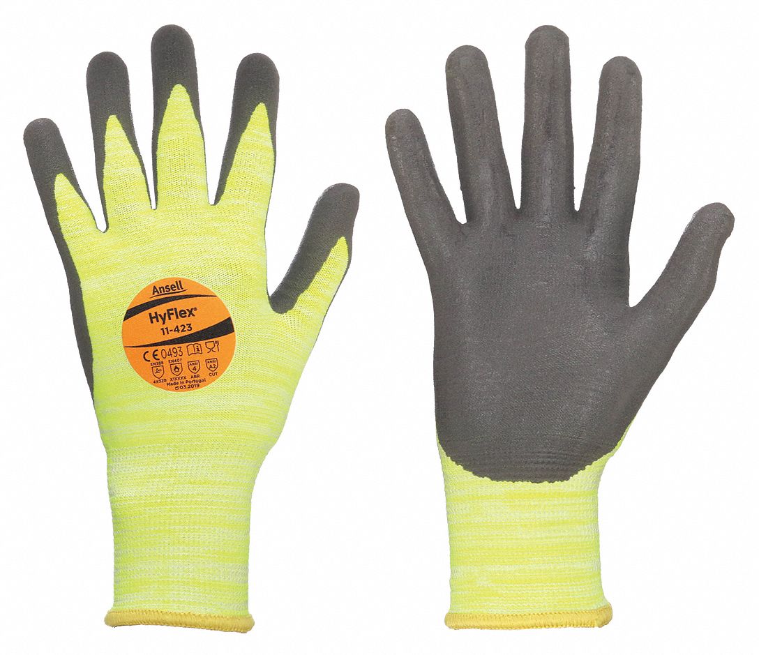 ANSELL Cut Resistant Gloves, Gray/Yellow, 7, PR - 40LL78|11-423 - Grainger ANSELL Cut Resistant Gloves, Gray/Yellow, 7, PR - 40LL78|11-423 - Grainger