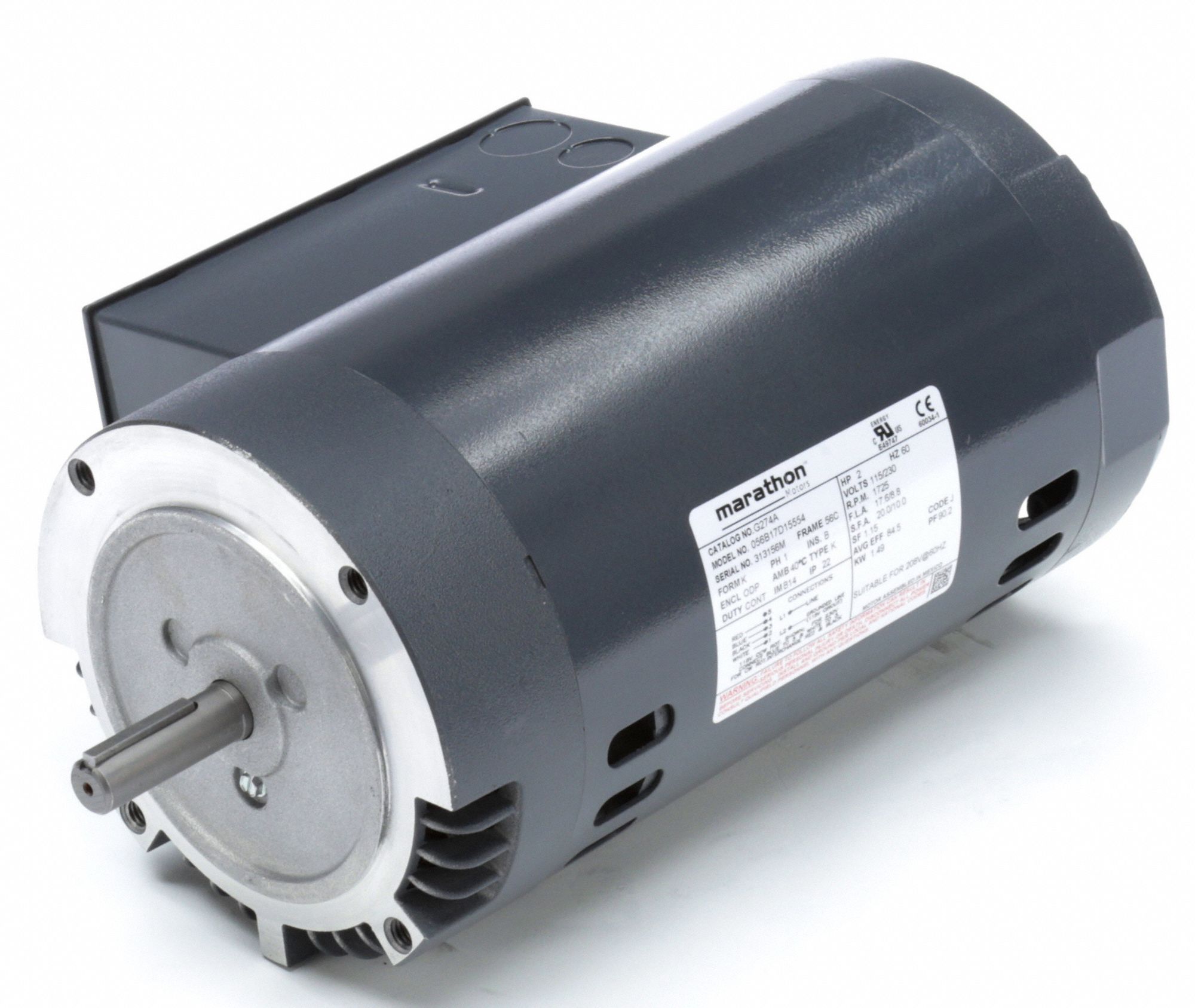 MARATHON MOTORS General Purpose Motor, 2 HP, Capacitor-Start/Run ...